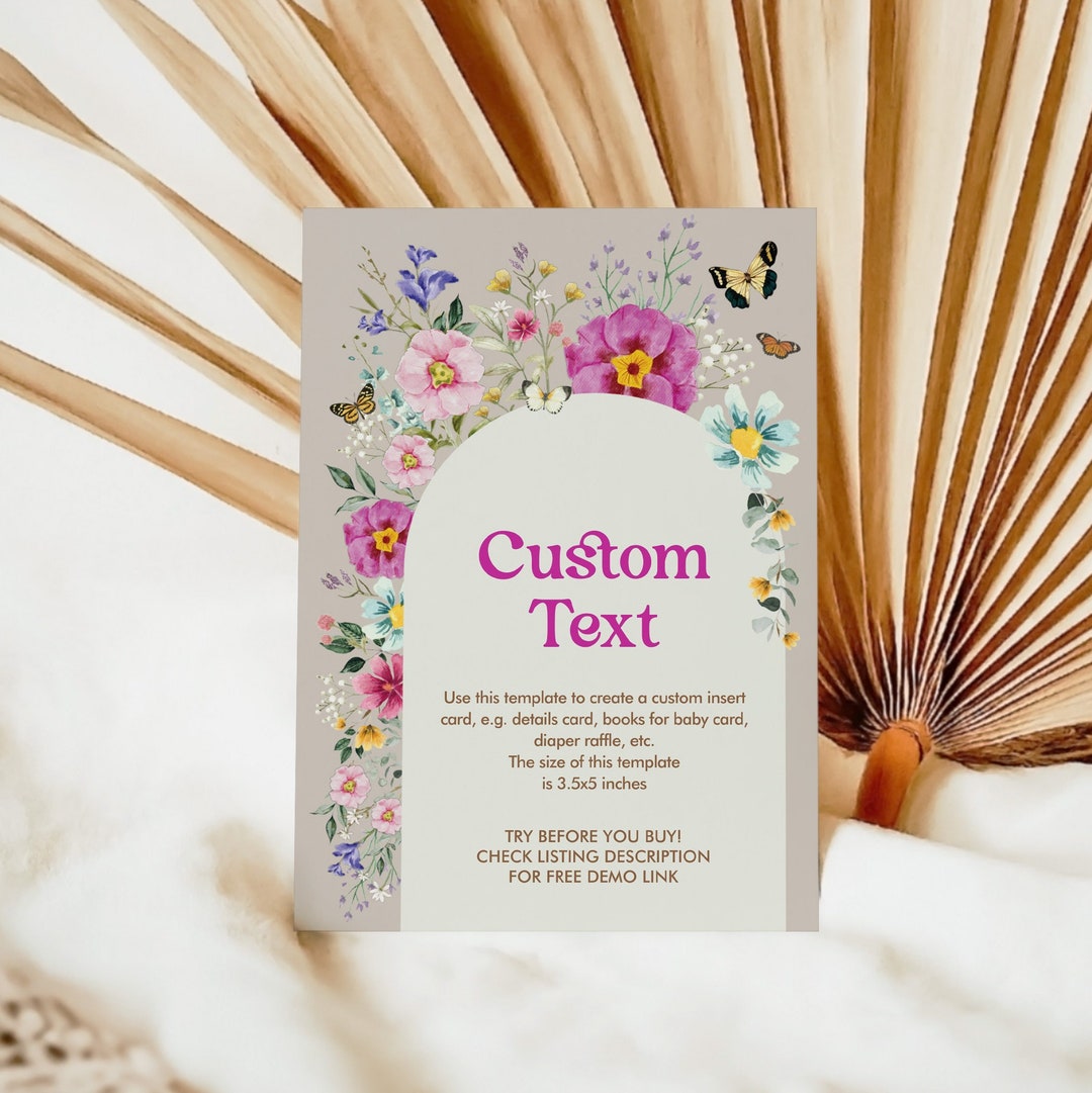 Wildflower Baby Shower Insert Card Baby in Bloom Enclosure Card ...