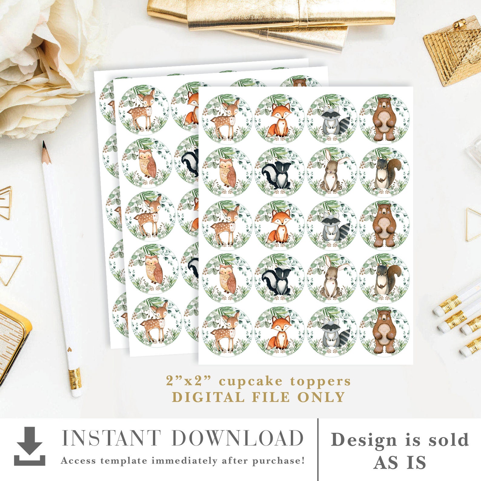 Greenery Woodland Animals Birthday Printable Decor. Forest - Etsy