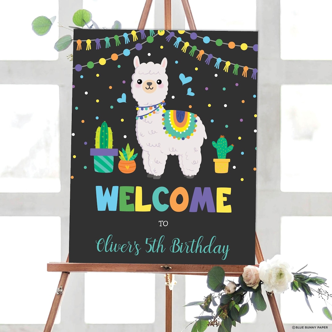 Llama Birthday Welcome Sign, Alpaca Party Decorations, Boy Fiesta Baby ...