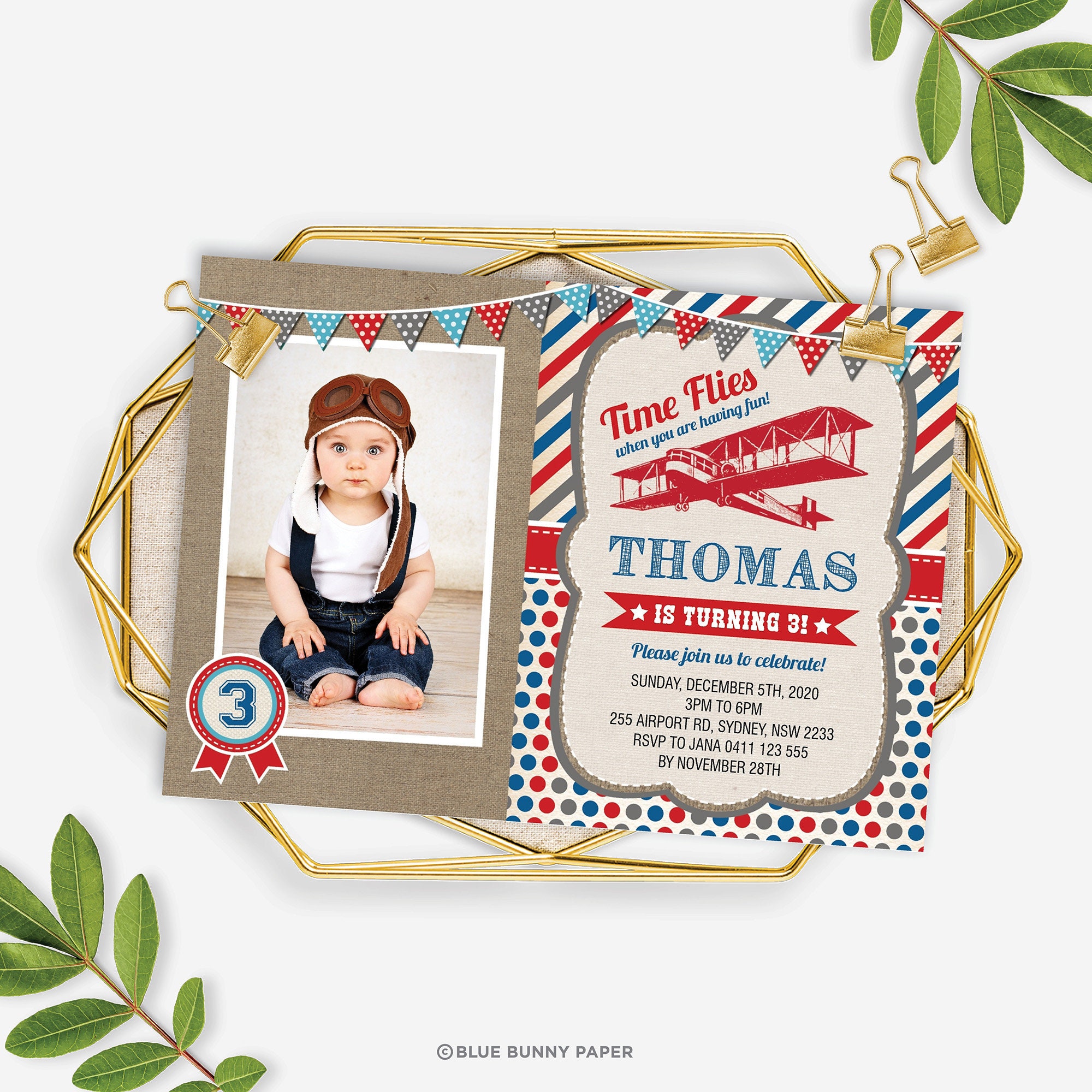 Editable Airplane Birthday Invitation Template Vintage - Etsy