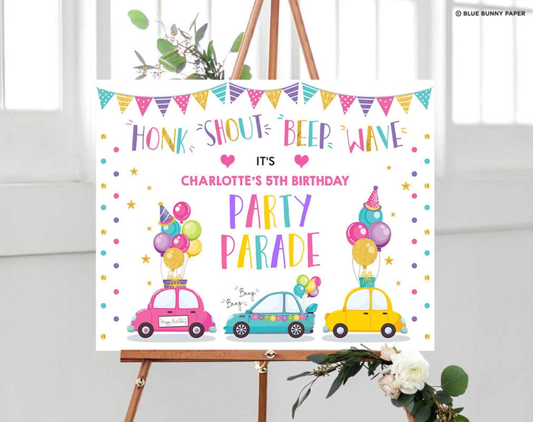 Editable Drive by Birthday Welcome Sign Girl Quarantine Party Poster ...