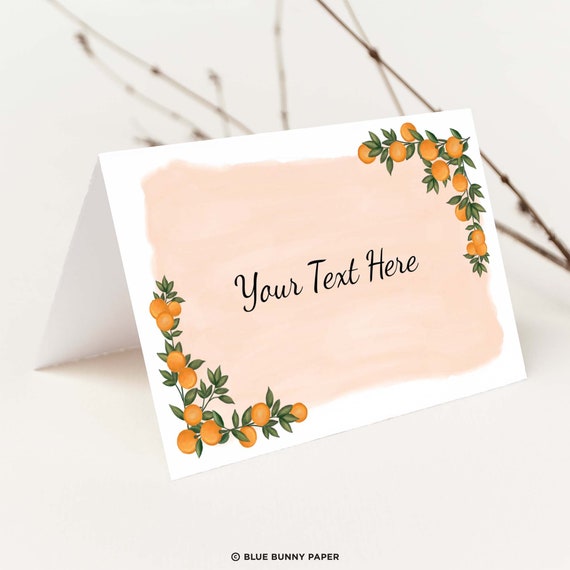 Orange Citrus Food Tent Labels, Little Cutie Place Cards, Summer ...