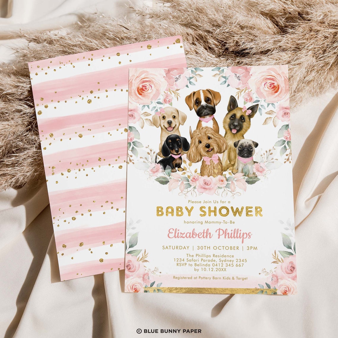 Editable Dog Baby Shower Invitation Puppy Baby Girl Invite - Etsy