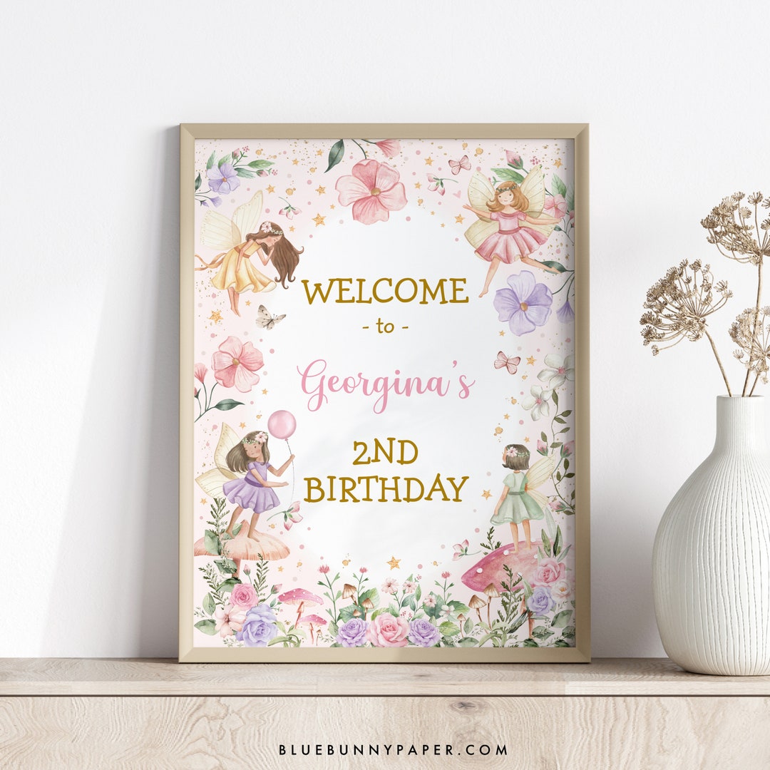 Editable Fairy Birthday Party Welcome Sign Enchanted Forest - Etsy