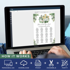 Tropical Safari Animals Seating Chart Template, Jungle Baby Shower ...