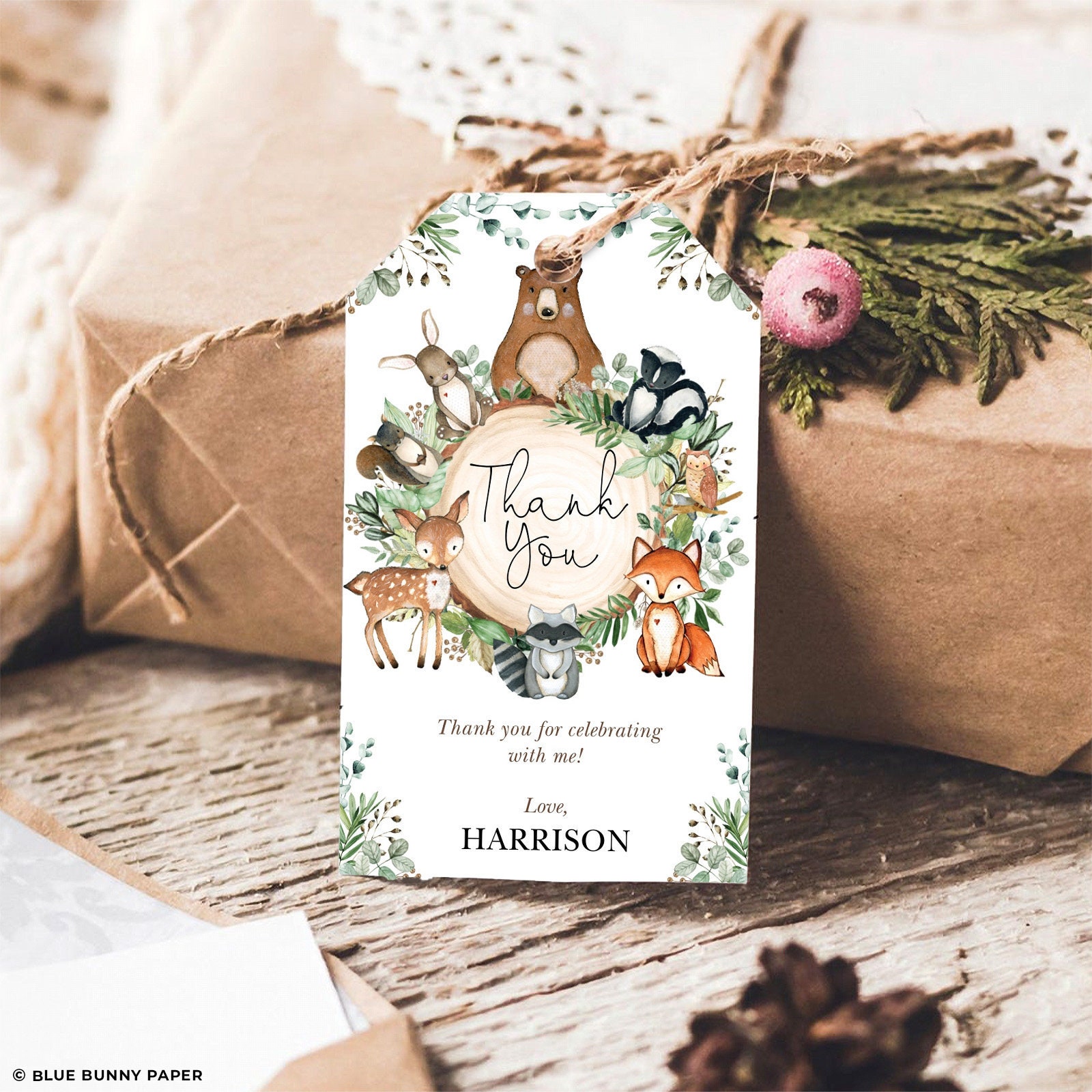 Greenery Woodland Favor Tags. Forest Animals Party Printable. | Etsy Canada