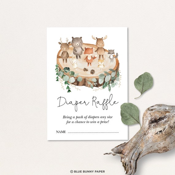 Cute Woodland Diaper Raffle Printable Forest Animals Baby Shower ...