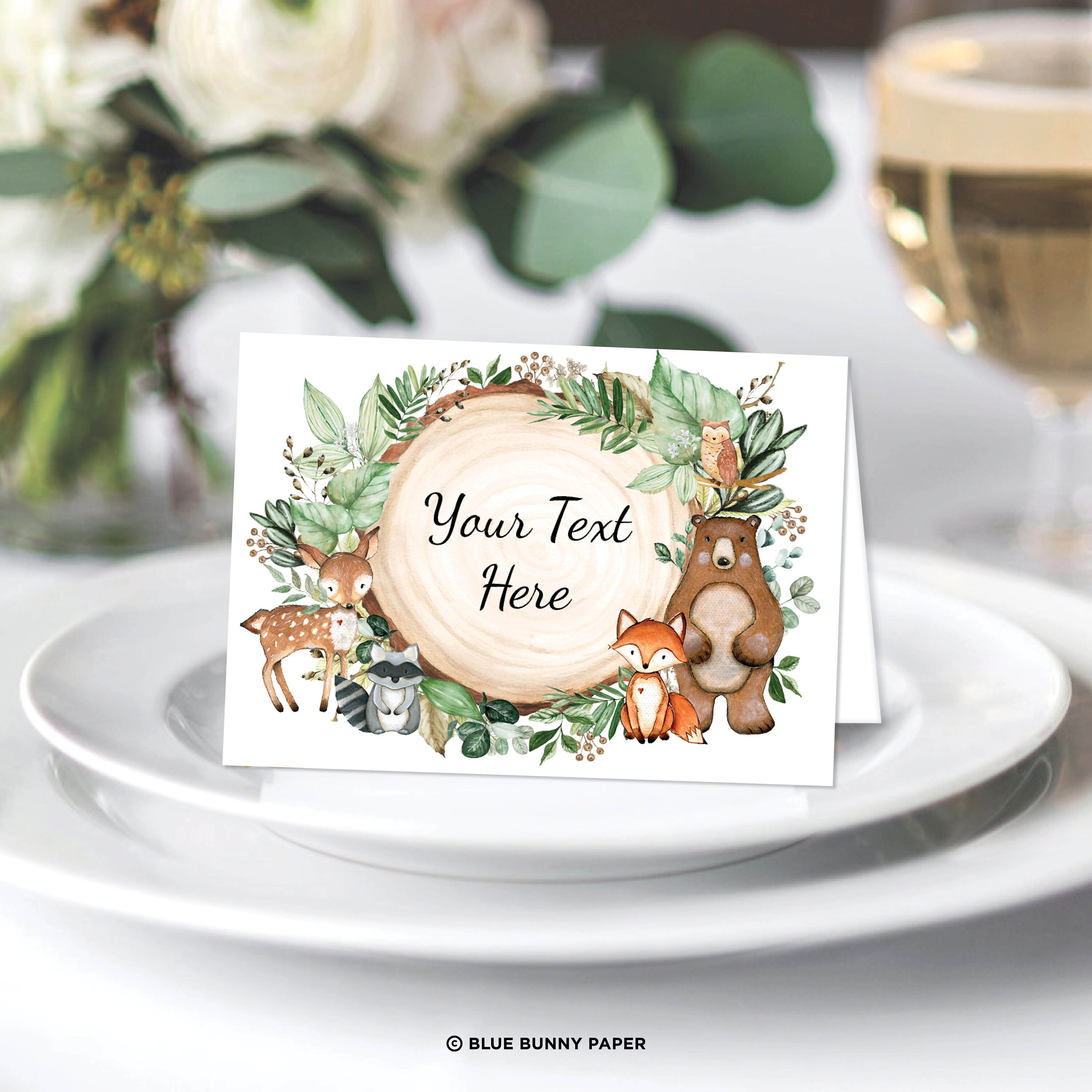 EDITABLE Woodland Animals Place Cards. Botanical Forest Food - Etsy