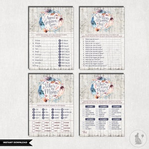 Bohemian GAMES PACKAGE. 8 Boho Baby Shower Printable Games. Feathers ...