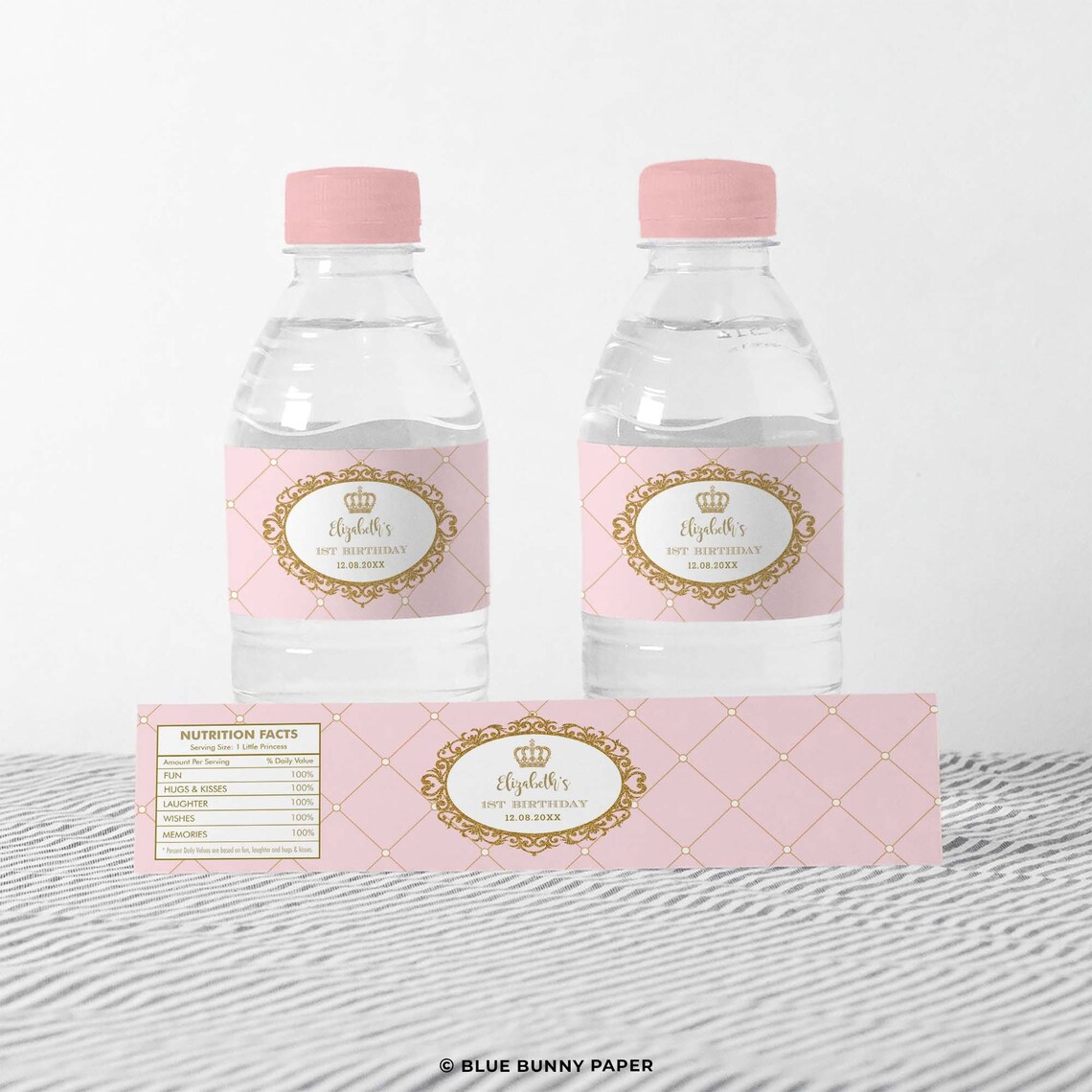 Editable Princess Water Bottle Label, Crown Princess Birthday Favors ...