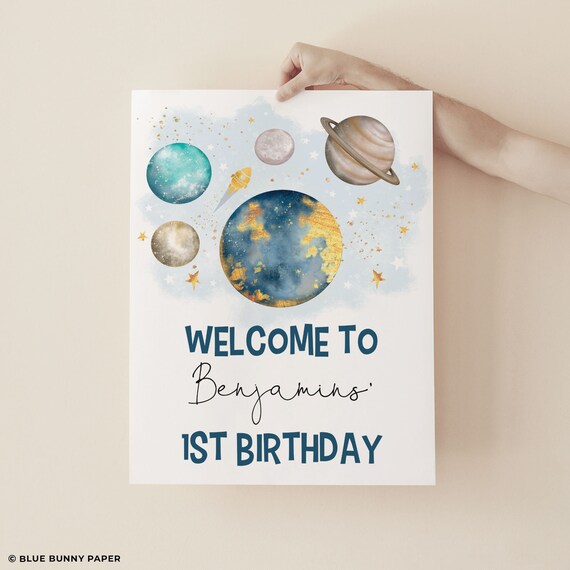 EDITABLE Outer Space Birthday Welcome Sign Galaxy Party Sign - Etsy