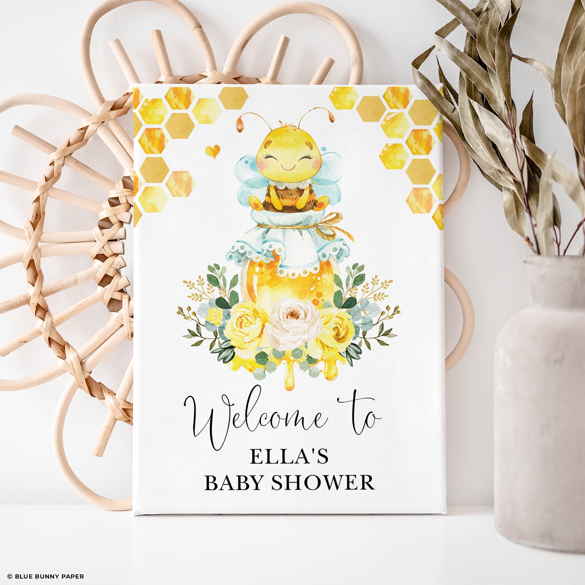 EDITABLE Bee Welcome Sign Honey Bee Baby Shower Decorations - Etsy