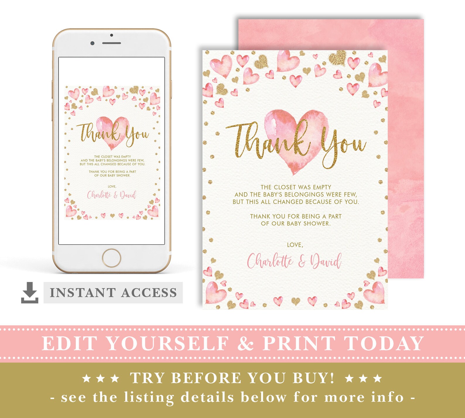 EDITABLE Valentines Thank You Card. Little Sweetheart Baby Shower ...