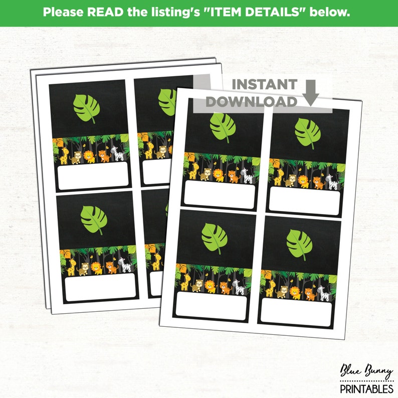 JUNGLE Theme Food Tent Labels. Jungle Birthday Party Decor. | Etsy