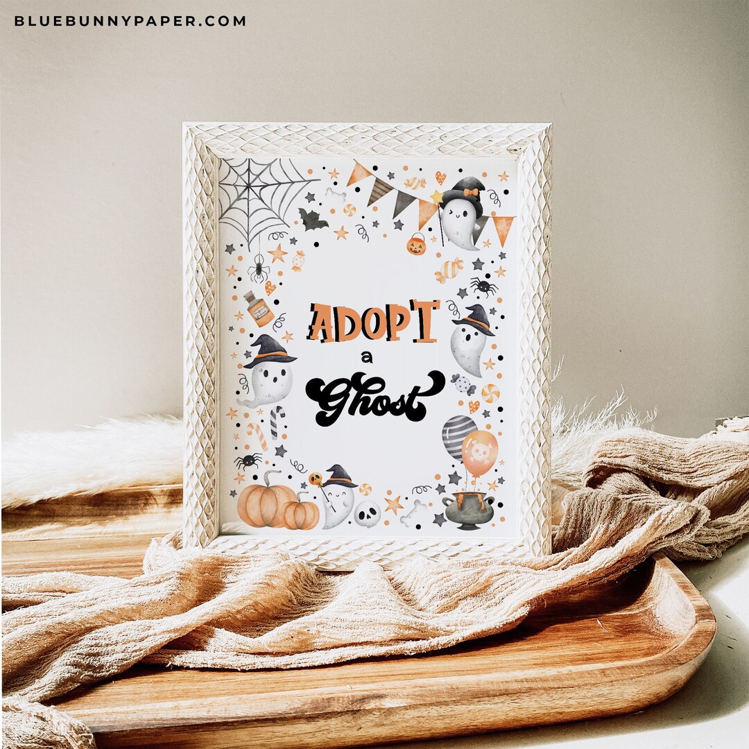 Adopt a Ghost Halloween Party Sign Decoration Pumpkin Spooky Baby ...