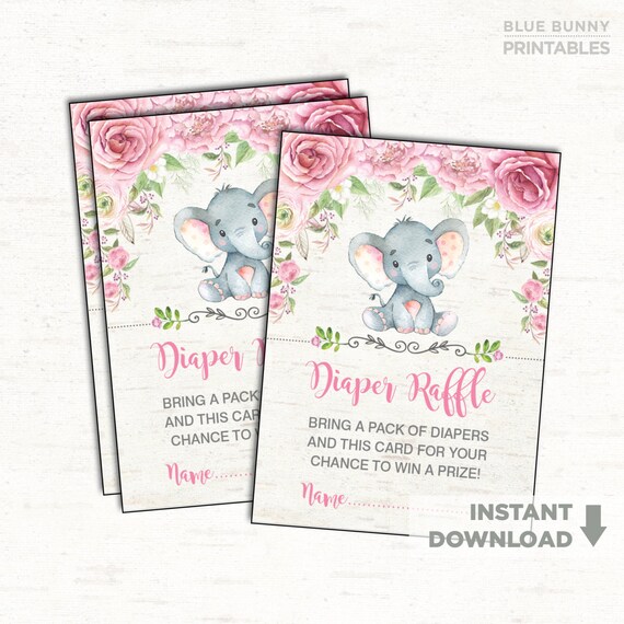 Girl Elephant Baby Shower. Little Peanut Diaper Raffle Ticket. Pink ...