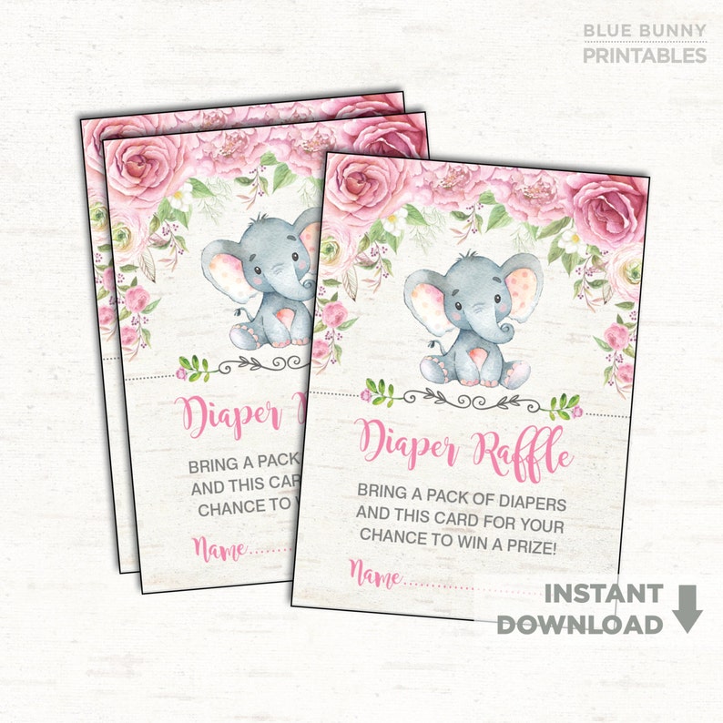 Girl Elephant Baby Shower. Little Peanut Diaper Raffle Ticket. | Etsy