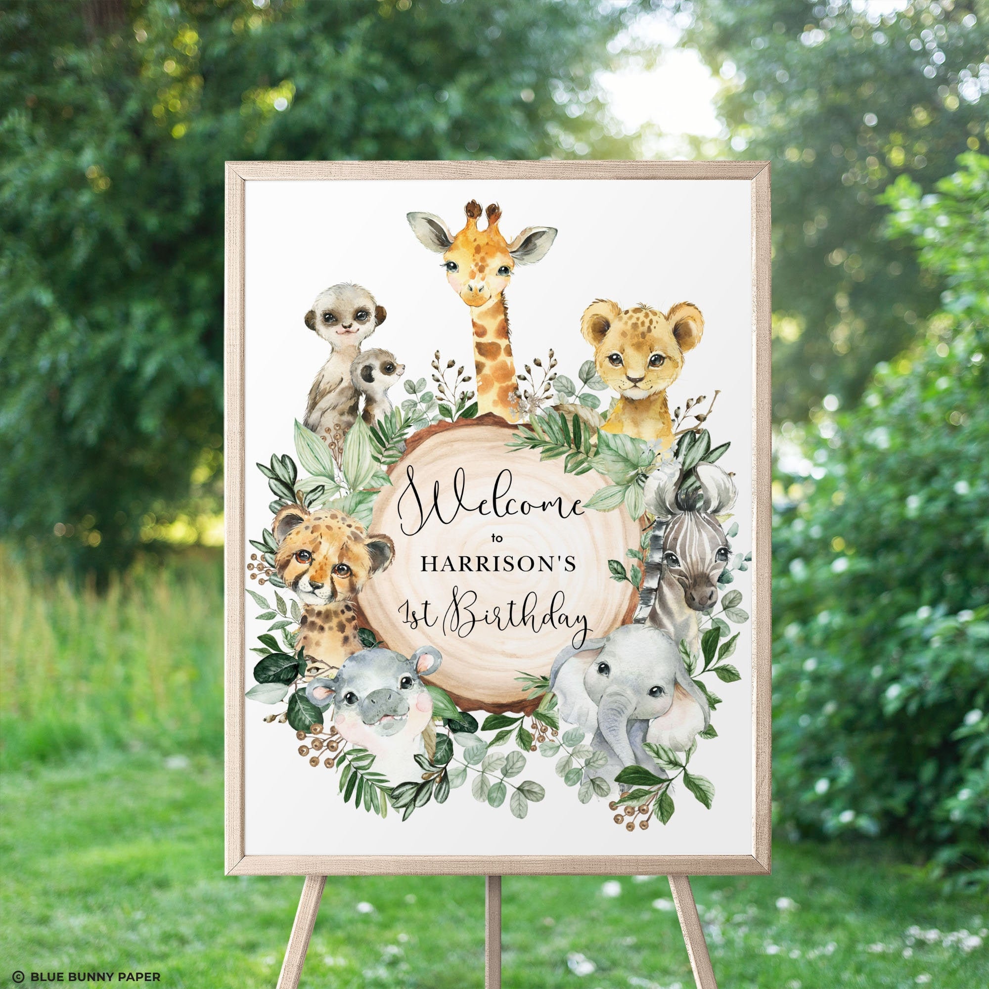 EDITABLE Jungle Wild One 1st Birthday Welcome Sign Safari | Etsy Australia