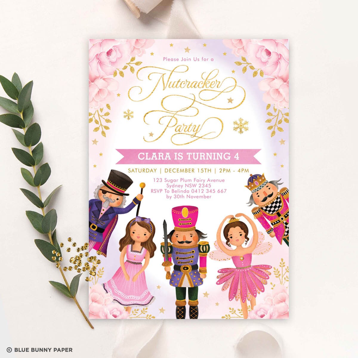 Paper Light Pink Nutcracker Printable Invitation Paper & Party Supplies ...
