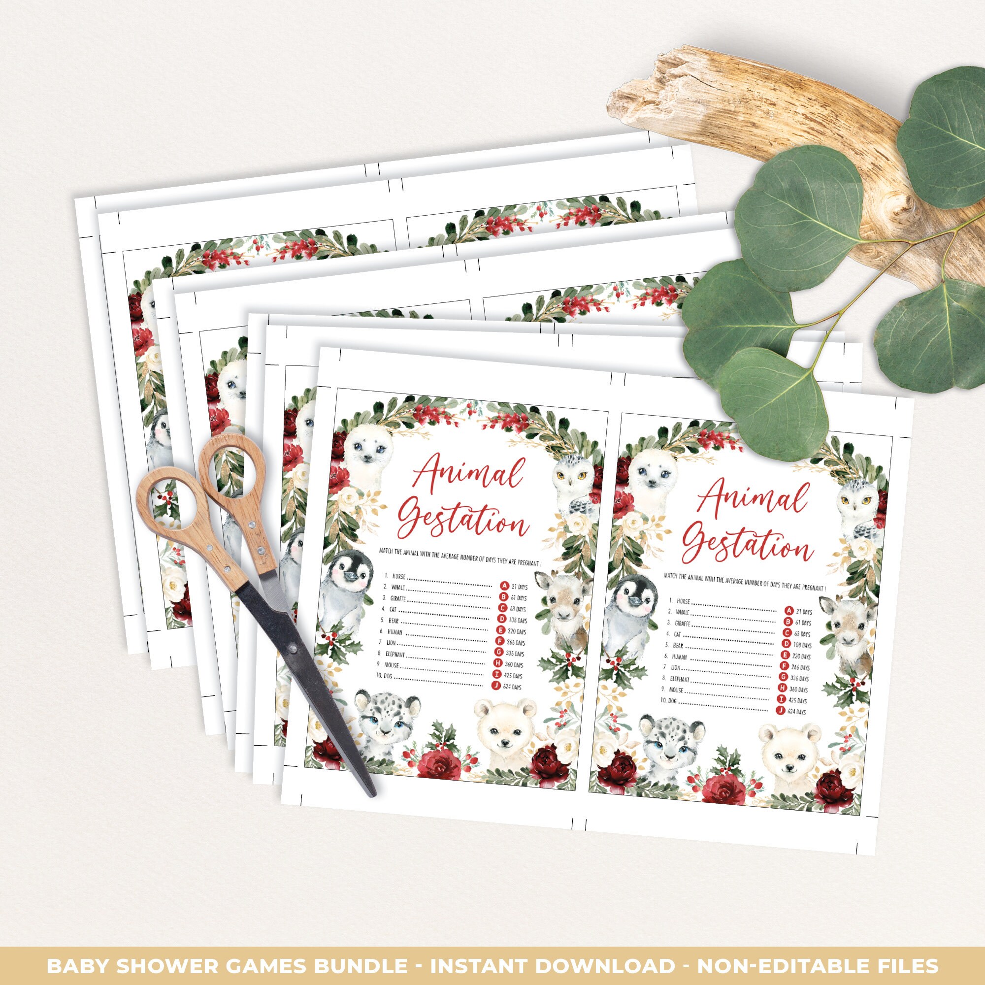 Winter Baby Shower Games Arctic Animals Red Green Baby It's Cold ...
