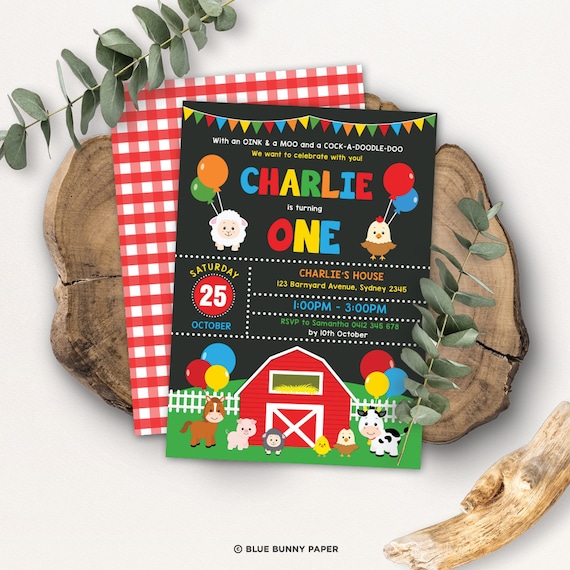Farm Birthday Invitation, Barnyard Animals Invite, Barn Party EDITABLE ...