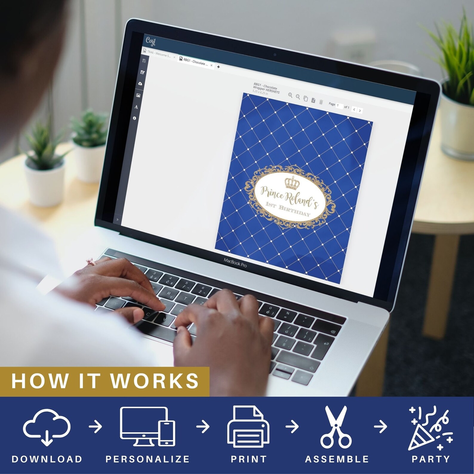 Crown Prince Chocolate Wrapper Royal Blue Gold 1st Birthday - Etsy