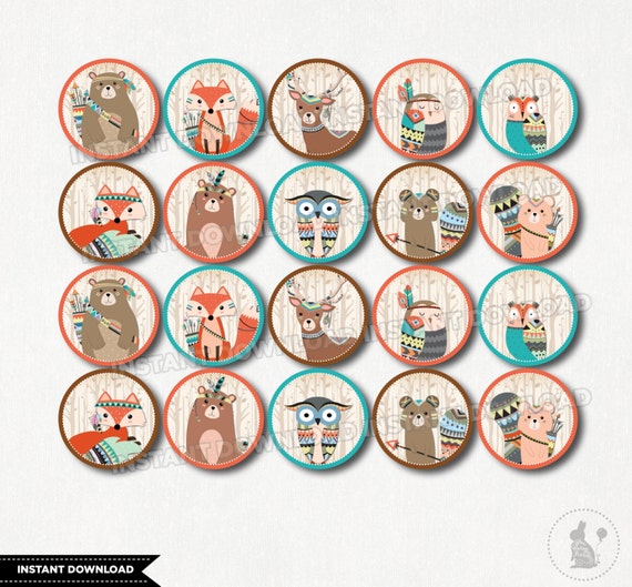 TRIBAL Cupcake Toppers. PRINTABLE. Boho Baby Shower Favors. Pow Wow ...