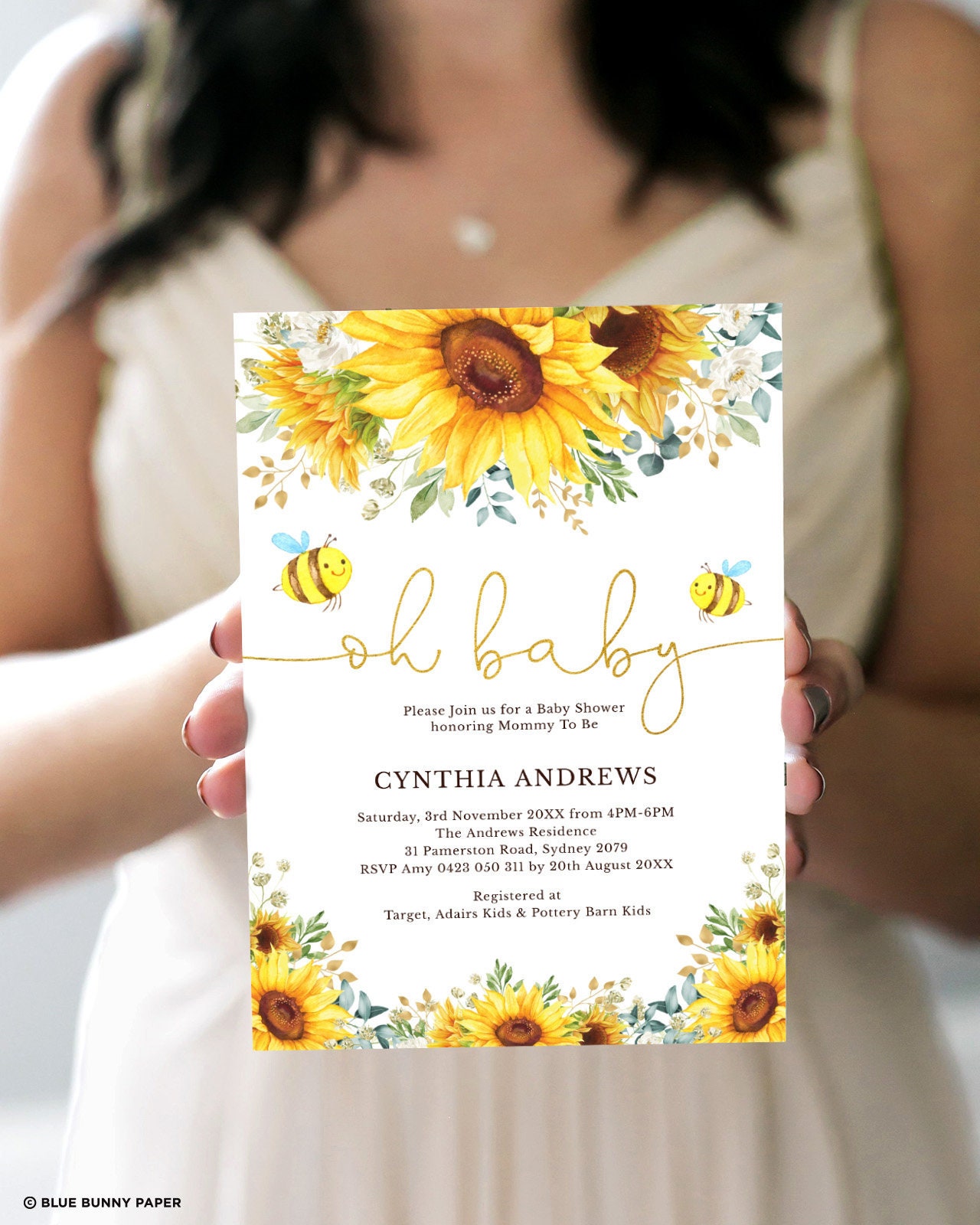 Sunflower Baby Shower Invitation summer garden baby shower invite ...