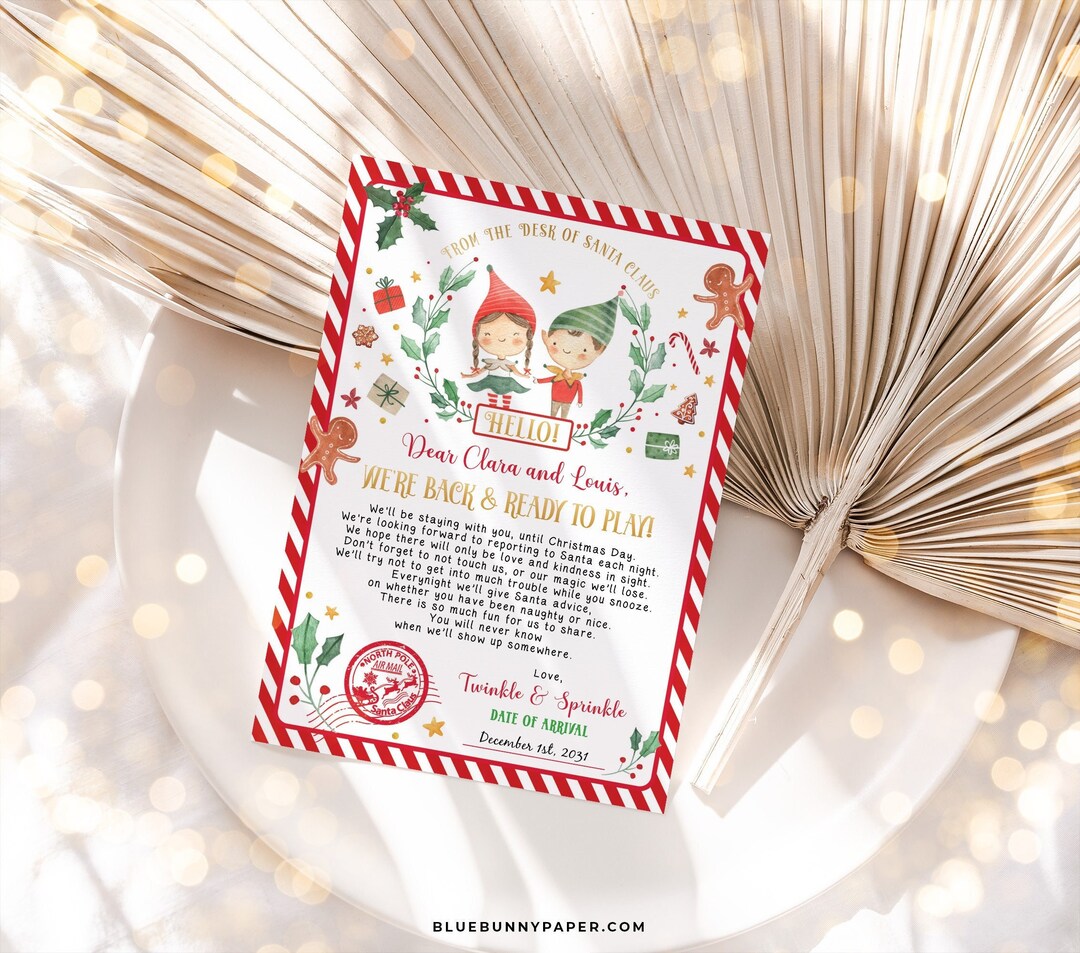 Editable Elf Arrival Letter Christmas Elves Return Letter We're Back ...