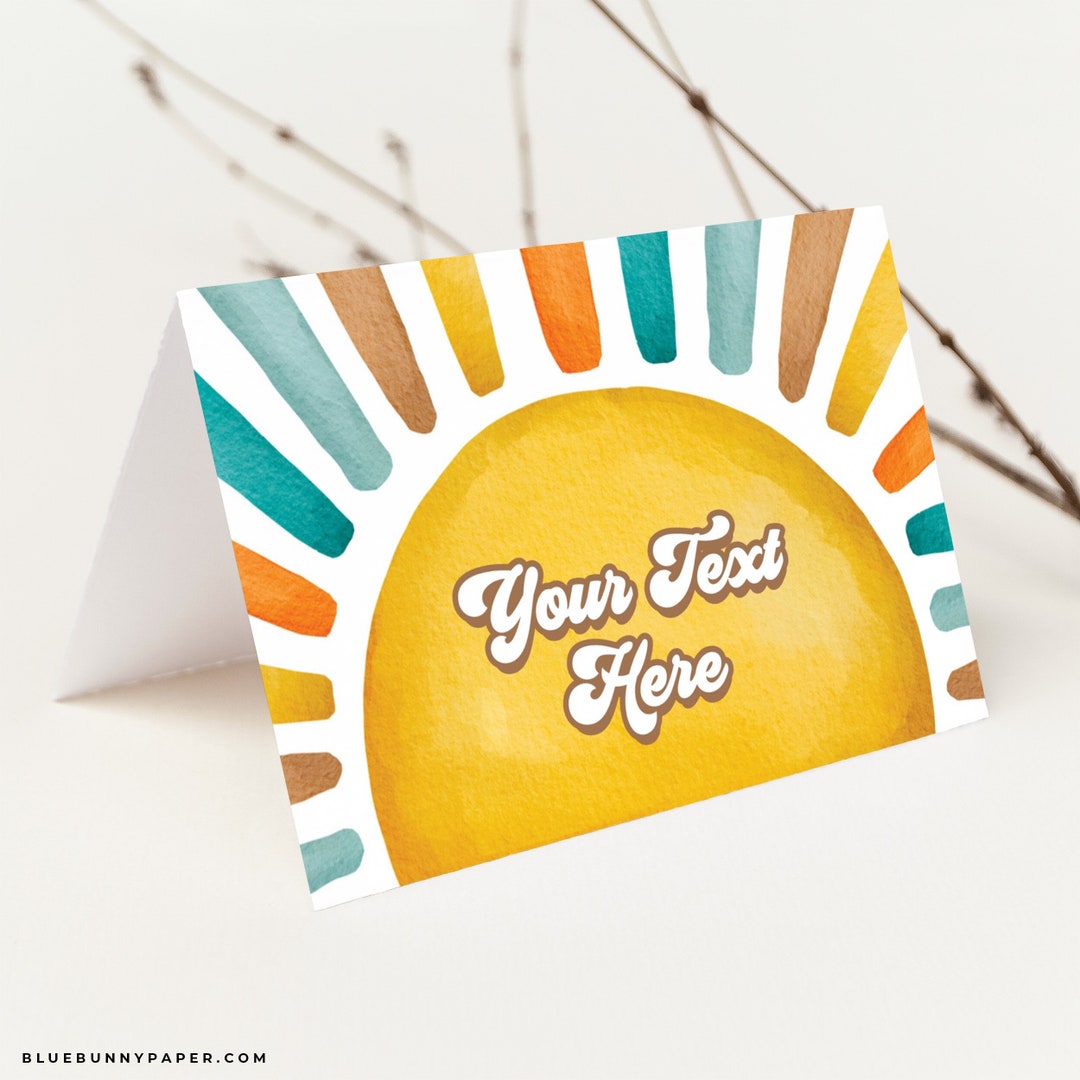 Editable Sunshine Folded Food Labels Here Comes the Sun Place Cards ...