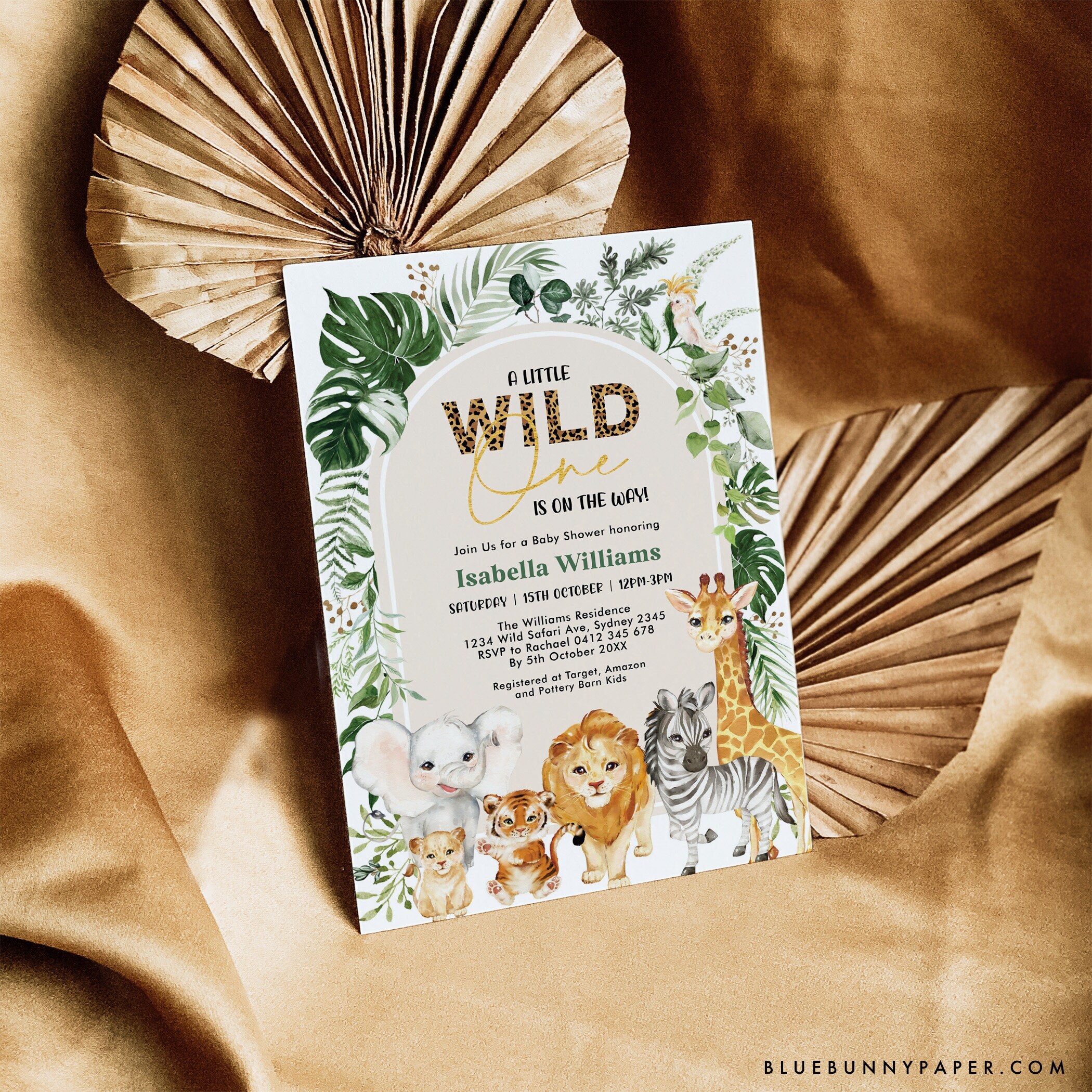 Boho Jungle Safari Animals Baby Shower Invitation Wild One - Etsy