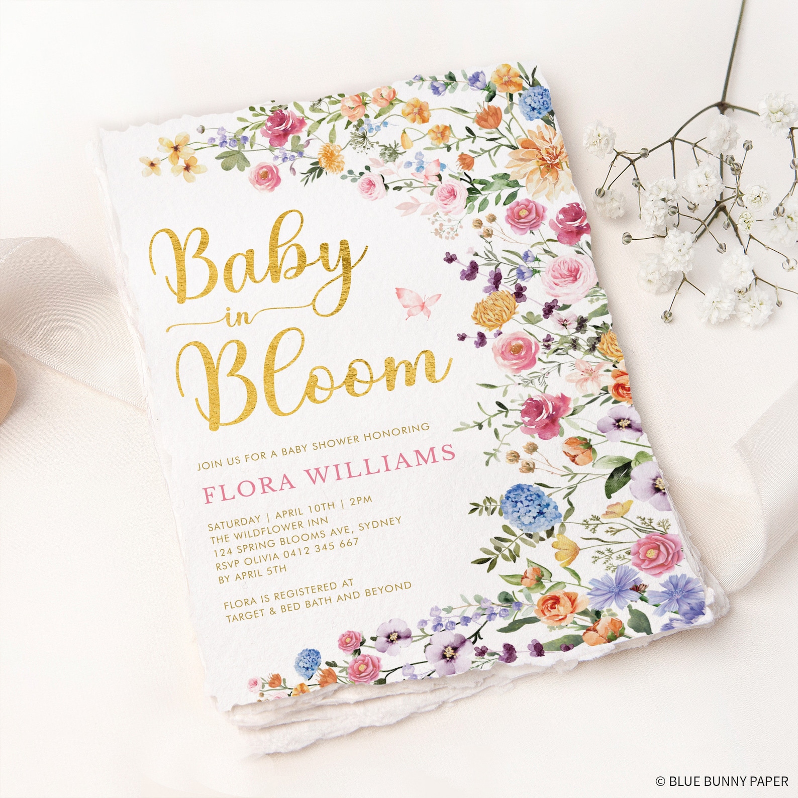 Colorful Wildflower Baby Shower Invitation Baby in Bloom - Etsy