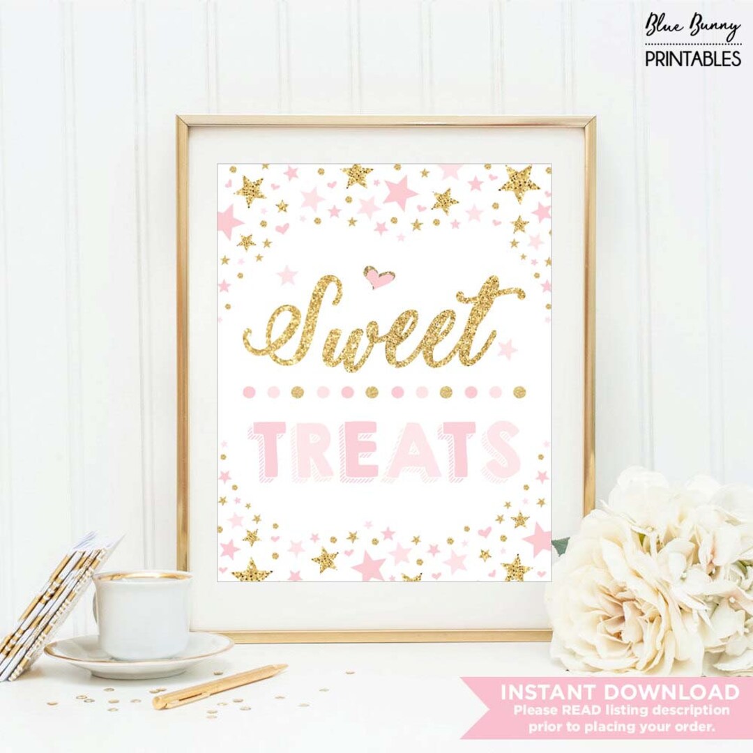 Sweet Treats Sign. Twinkle Little Star Candy Bar Table Sign. Pink Gold ...