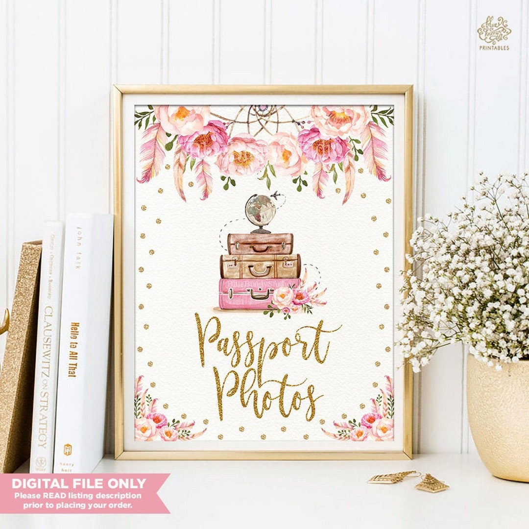 Passport Photos Sign. Travel Bridal Shower Printable. Wanderlust ...