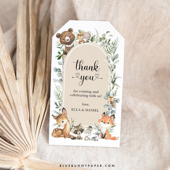 Boho Woodland Editable Favor Tag Template Forest Animals Baby Shower ...