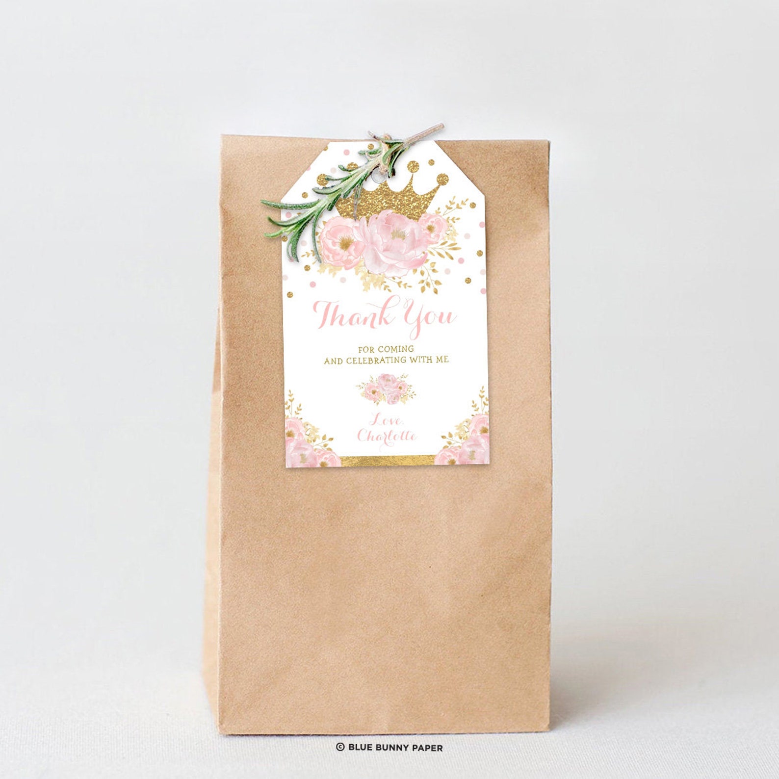 Crown Princess Birthday Favor Tags. Royal Baby Shower Thank - Etsy