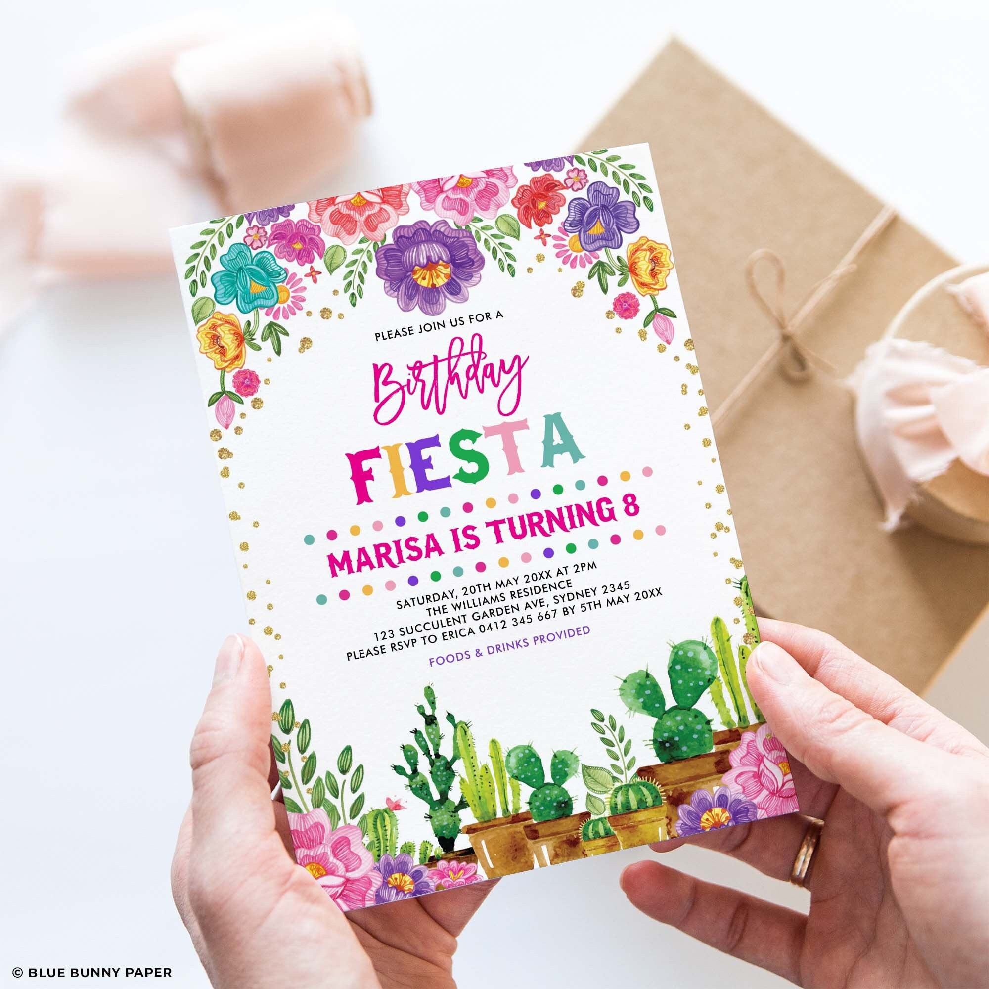 EDITABLE Fiesta Birthday Invitation Template Mexican Floral - Etsy