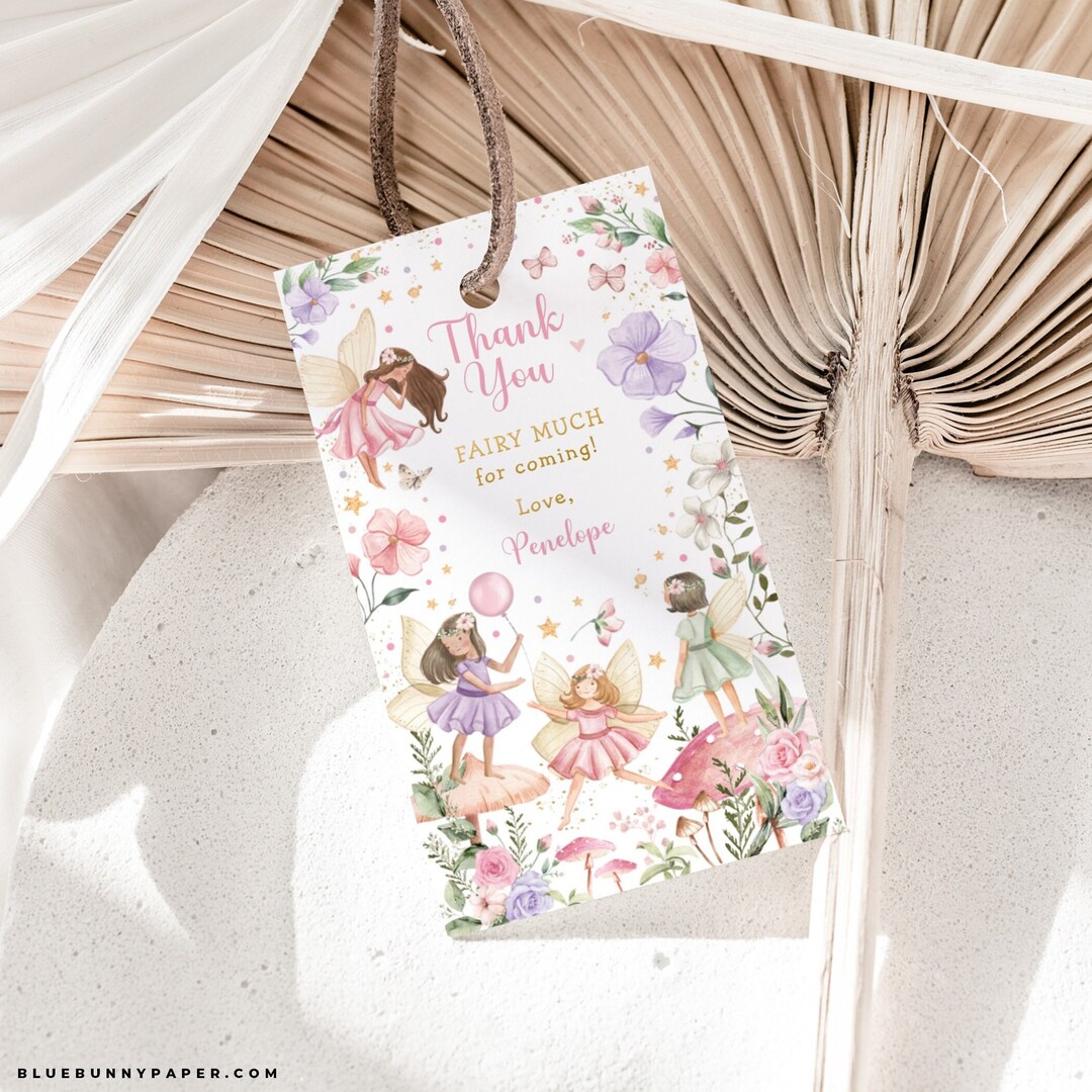 Editable Favor Tag Template Fairy Theme Girl Birthday or Baby Shower ...