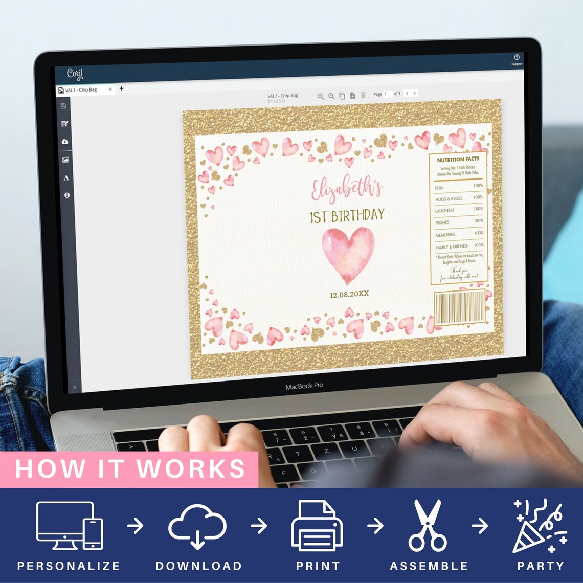 Editable Valentines Chip Bag Template Little Sweetheart | Etsy
