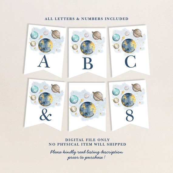 Outer Space Birthday Printable Banner, Planets Galaxy Party Decorations ...