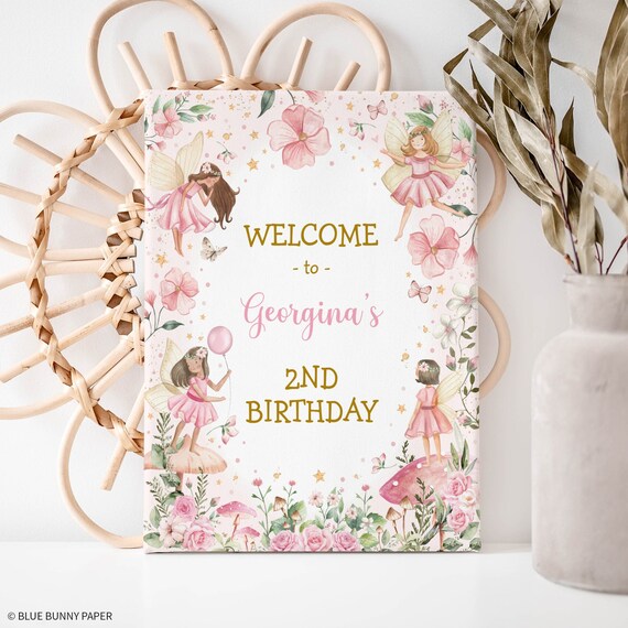 Whimsical Fairy Tales Birthday Welcome Sign Editable Template Enchanted ...