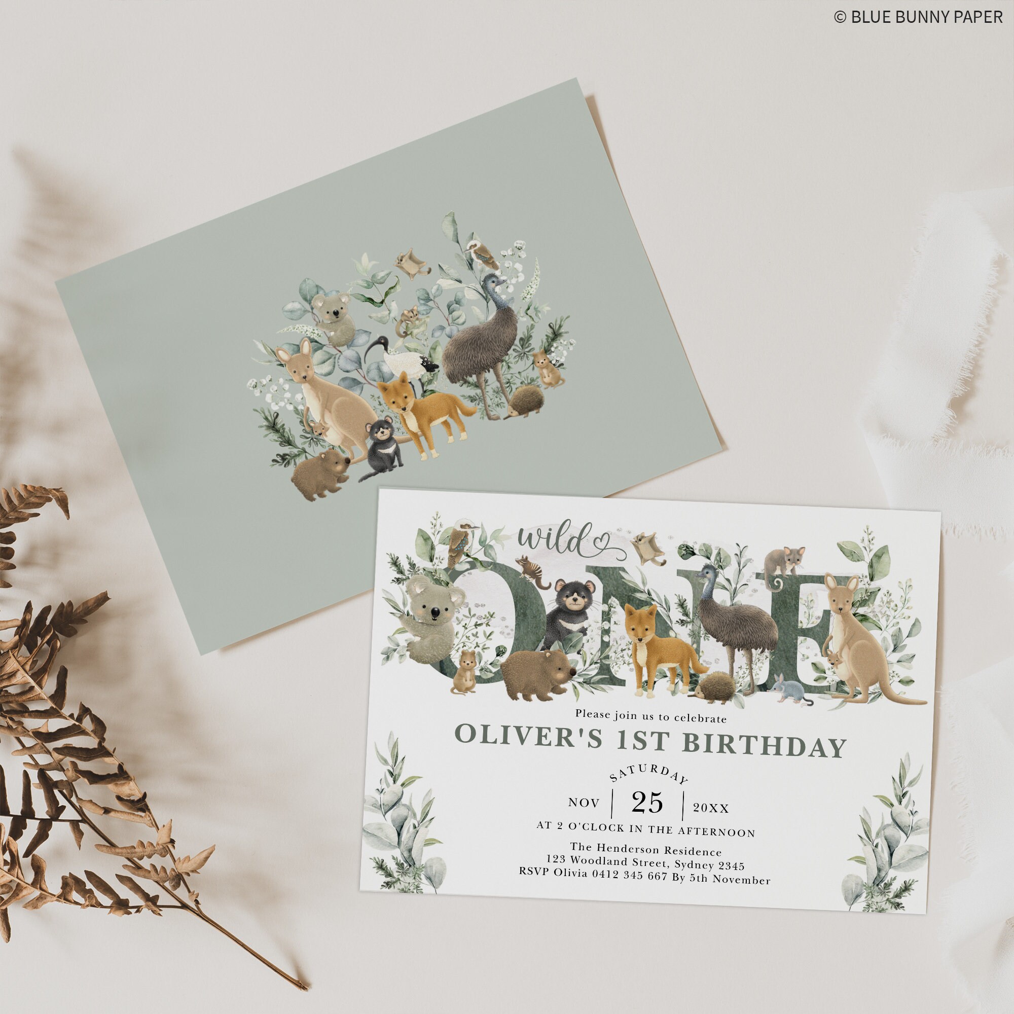 Editable Australian Animals Wild One 1st Birthday Invitation - Etsy ...