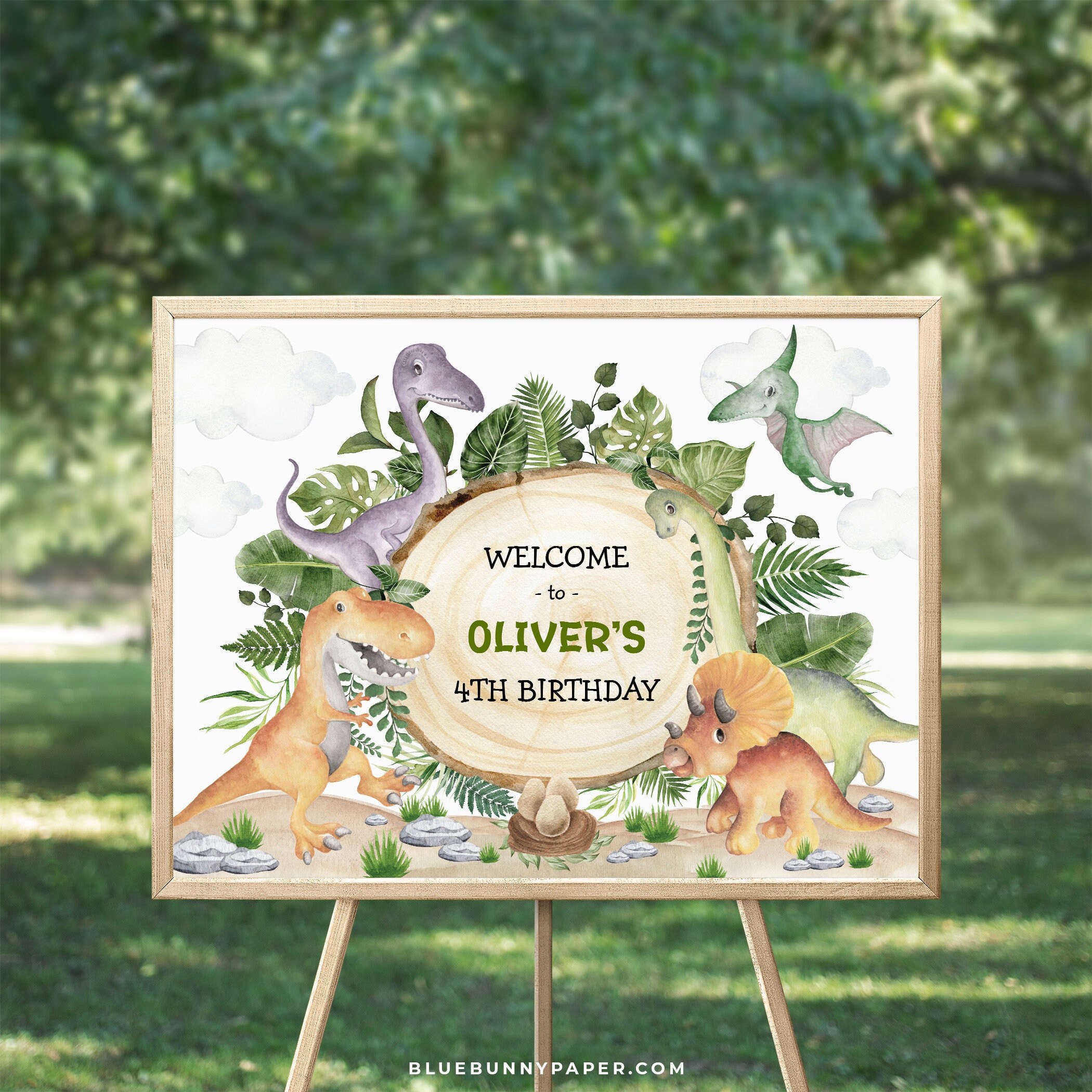 EDITABLE Dinosaur Birthday Welcome Sign Greenery Dino Theme - Etsy ...