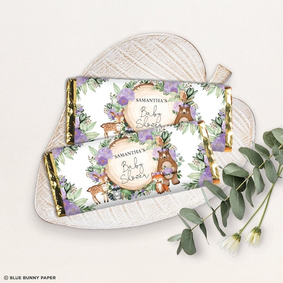 Purple Woodland Chocolate Bar Wrapper EDITABLE Candy Bar - Etsy