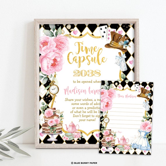 Alice in Wonderland Time Capsule Template, Onederland Birthday, Mad ...