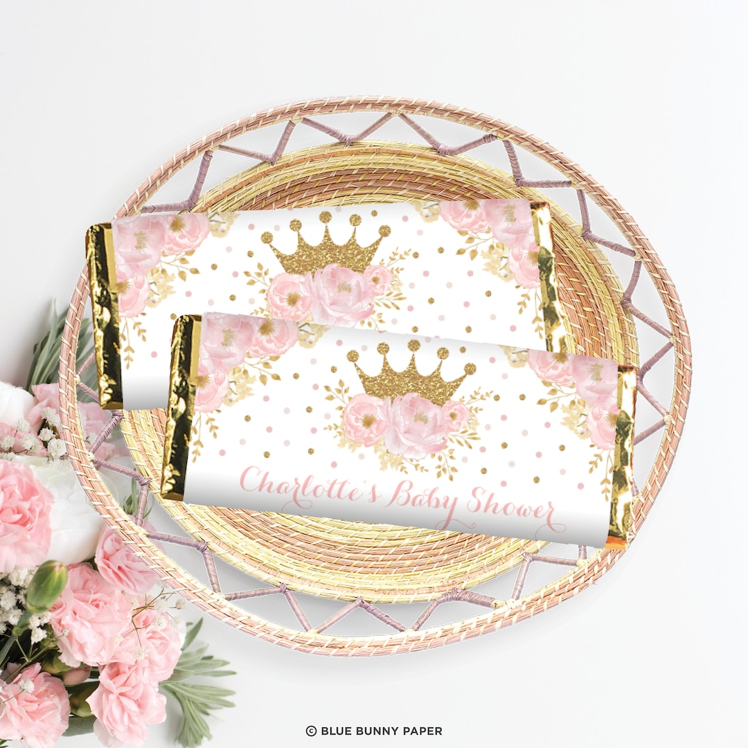 EDITABLE Princess Chocolate Bar Wrapper. Blush Gold Crown Candy Bar ...