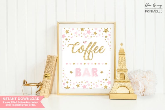 Coffee Bar Sign. Twinkle Little Star Printable Decor Sign. Blush Pink ...