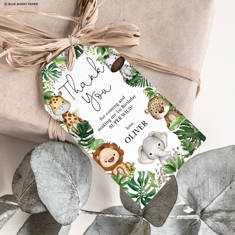 Safari Animals Favor Tags Tropical Jungle Wild One Birthday | Etsy