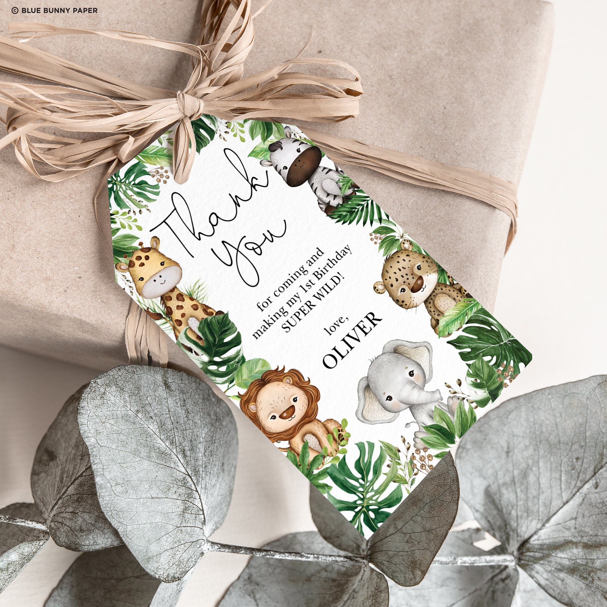 Safari Animals Favor Tags Tropical Jungle Wild One Birthday | Etsy