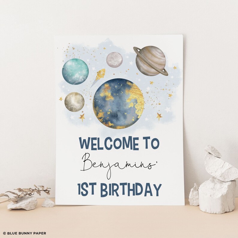 EDITABLE Outer Space Birthday Welcome Sign Galaxy Party Sign - Etsy